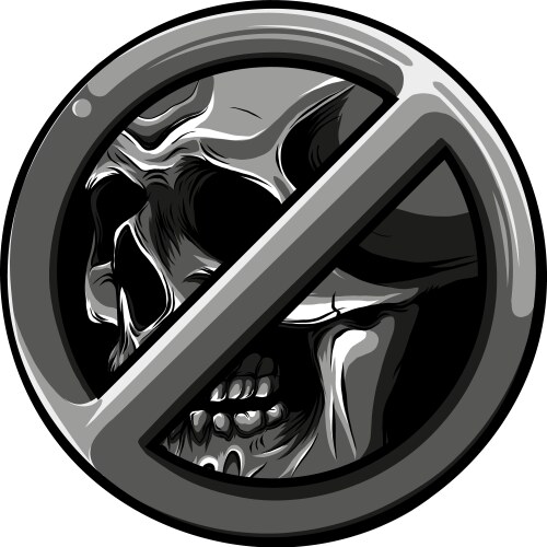 Monochrome no skull sign on white background Vector Image