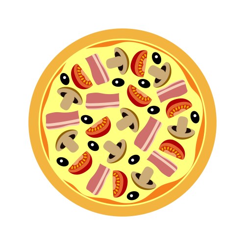 Half pizza with toppings Royalty Free Vector Image