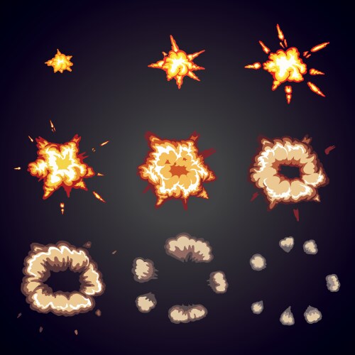 Animation explosion Royalty Free Vector Image - VectorStock