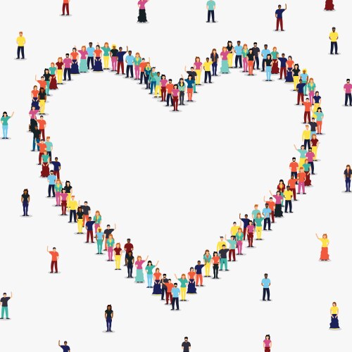 People community heart shape group love crowd Vector Image
