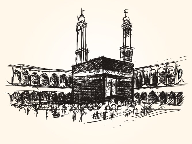 Gumbad e khazra and kaaba tullah Royalty Free Vector Image