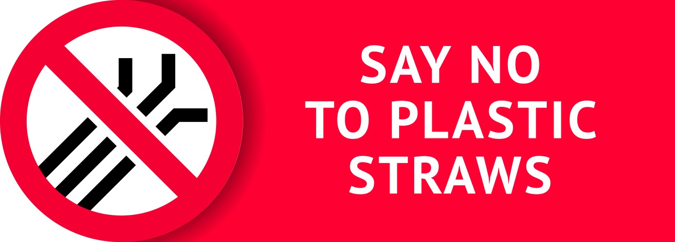 No to plastic straw concept in cross circle Vector Image