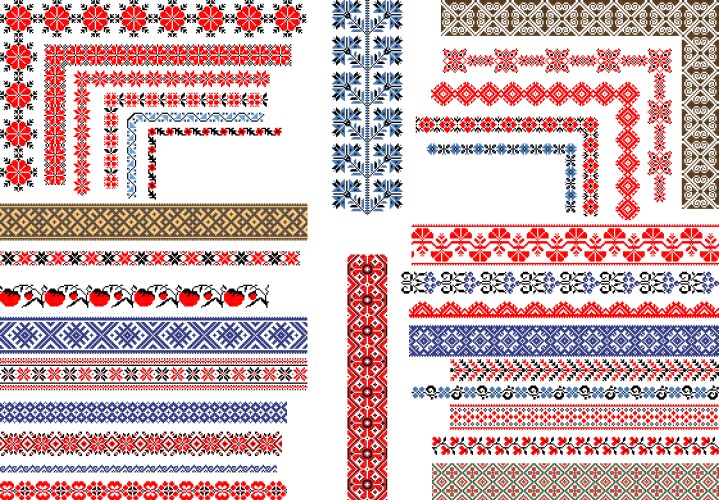 Set of 25 seamless ethnic patterns for embroidery Vector Image