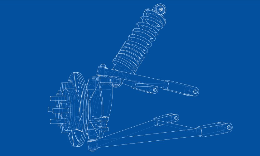 Mechanical suspension isometric blueprints Vector Image