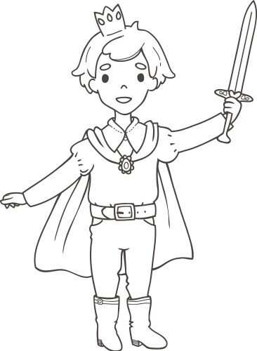Cartoon outline images prince Royalty Free Vector Image