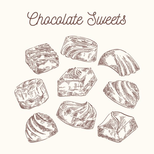 Hand drawn sketch cocoa chocolate product set Vector Image