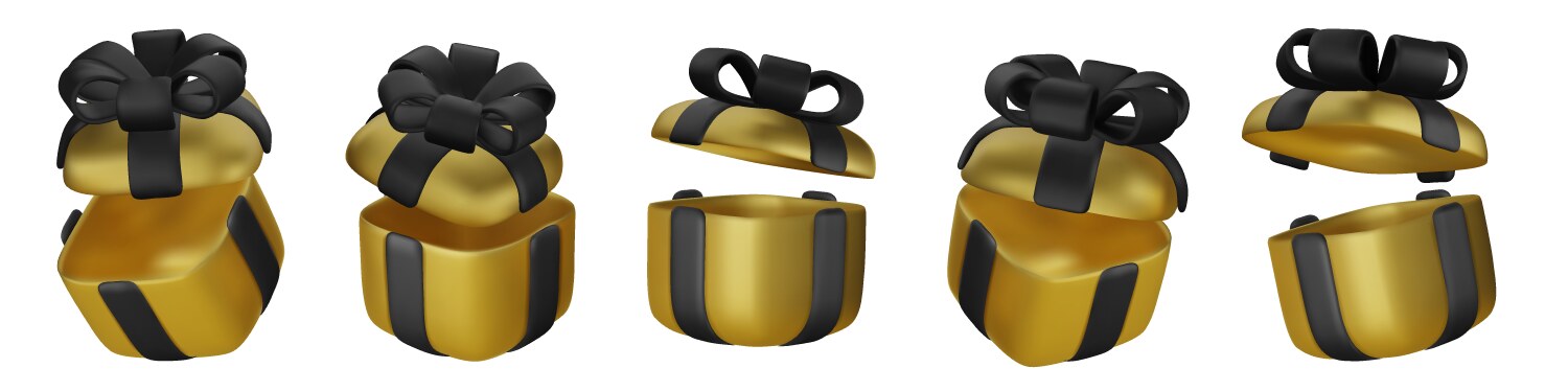 3d gift boxes set with gold ribbon bow isolated Vector Image