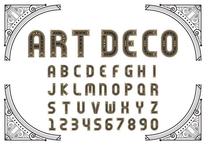 Art deco type font vintage typography Royalty Free Vector