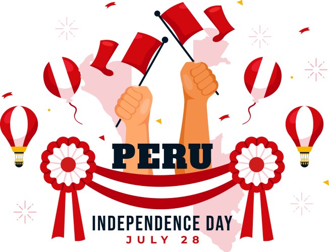 Happy peru independence day on july 28 Royalty Free Vector