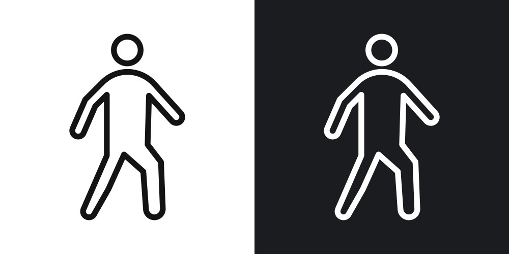 Person walking icon set in black and white Vector Image
