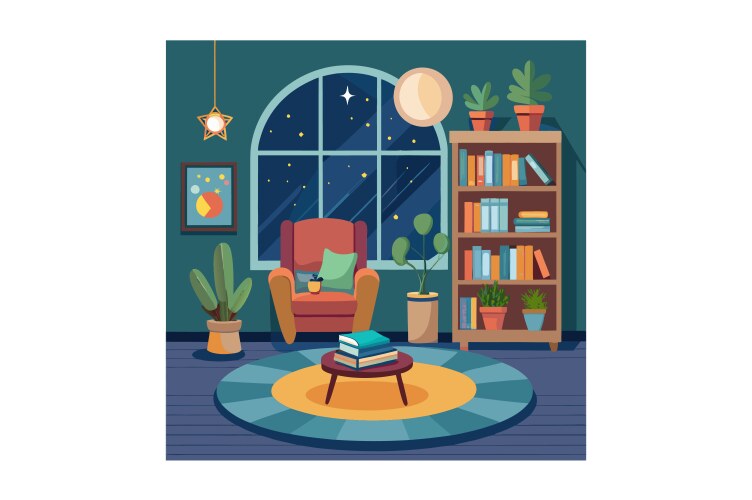 Download high-quality reading room Royalty Free Vector Image