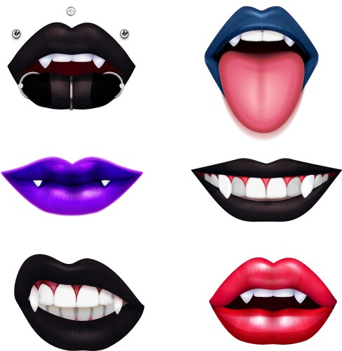 Vampire red lips icon evil and fear symbol Vector Image