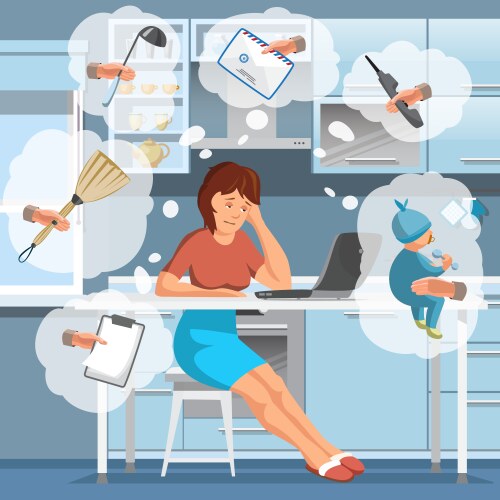 Multitask woman mother businesswoman with baby Vector Image
