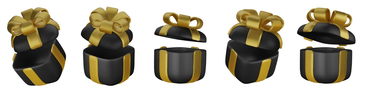 3d gift boxes set with gold ribbon bow isolated Vector Image