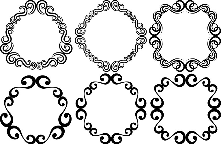 Decorative linear borders set vintage Royalty Free Vector