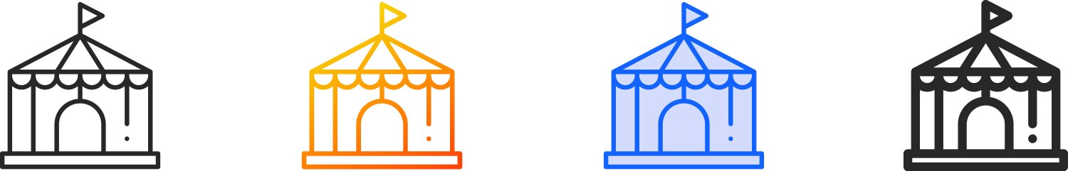 Booth iconthin linear gradient blue stroke Vector Image