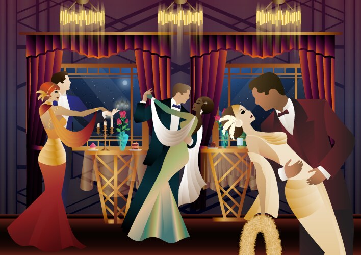 Man and woman dancing window Royalty Free Vector Image