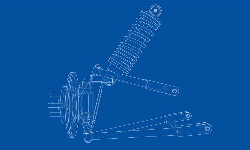 Bike shock absorber blueprints Royalty Free Vector Image