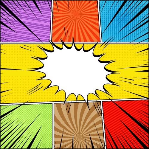 Cartoon comic backgrounds set comics book Vector Image