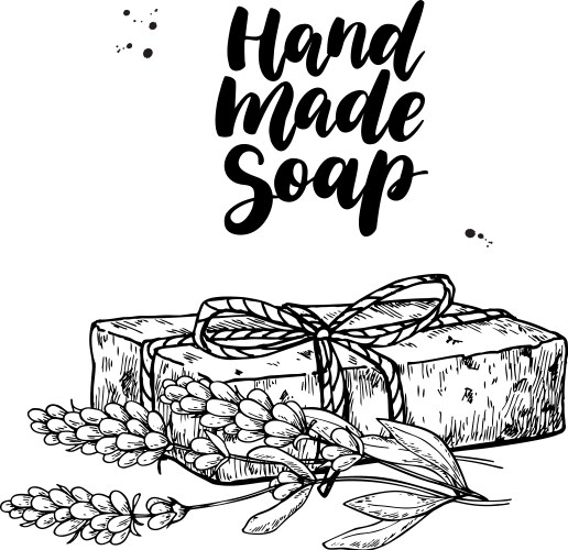 Handmade natural soap hand drawn Royalty Free Vector Image