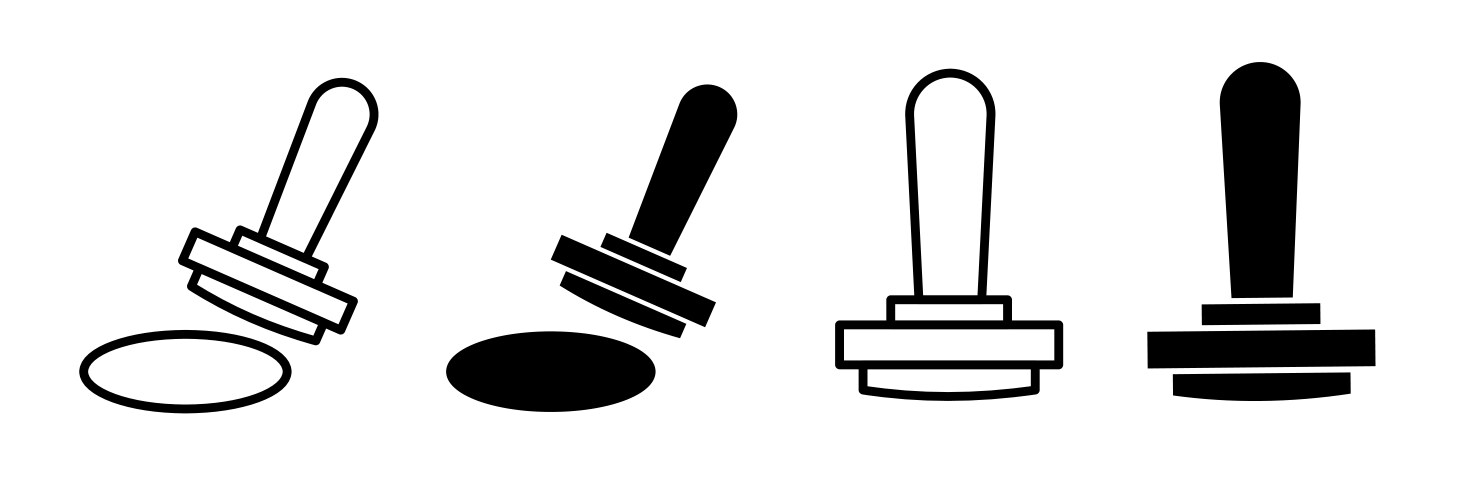 Rubber stamp icon set approval seal authority Vector Image