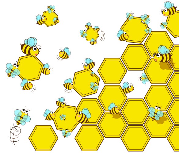 Bees make honey in hive Royalty Free Vector Image