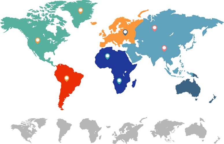 World Map Continents Vector Vector Continent & Region Maps | Free