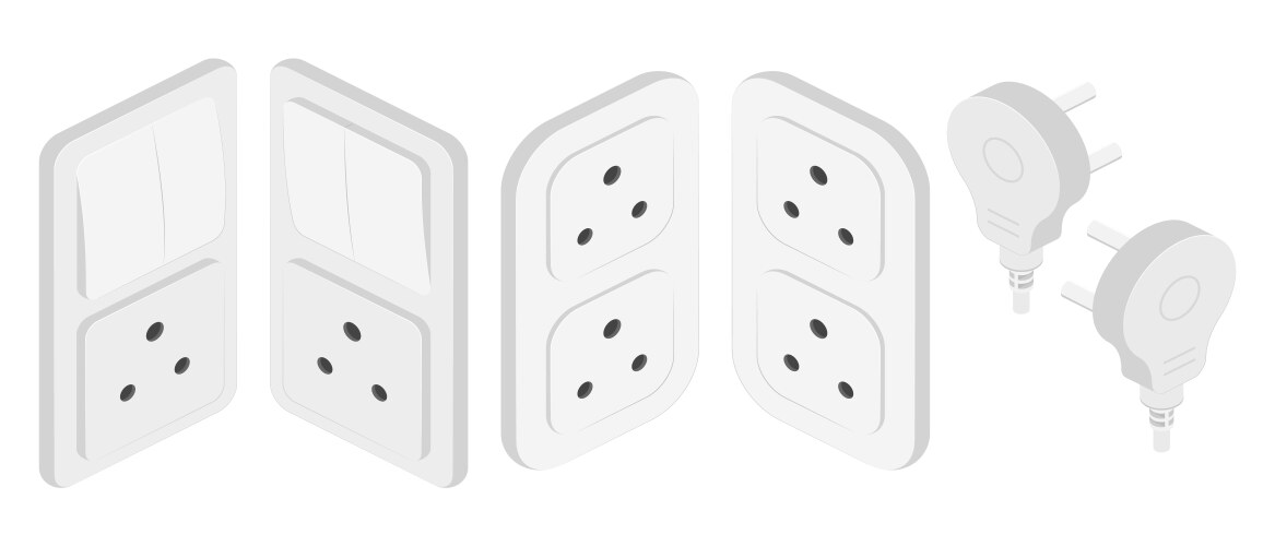 Isometric power outlet plug electric socket Vector Image