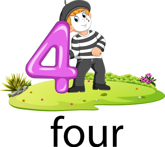 Cute child holding balloon with number four Vector Image