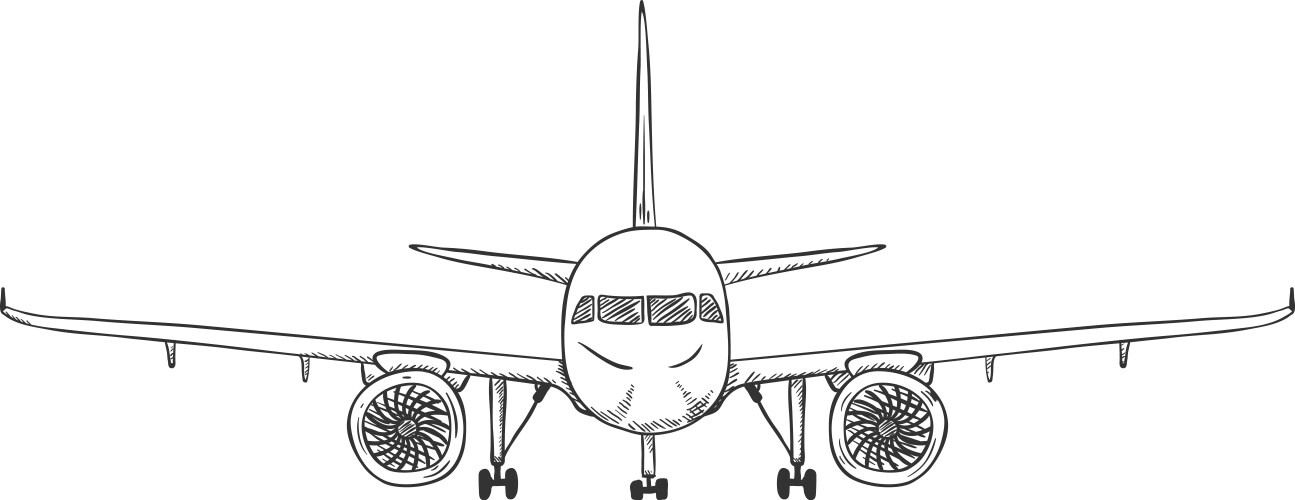 Airplane crash sketch engraving Royalty Free Vector Image