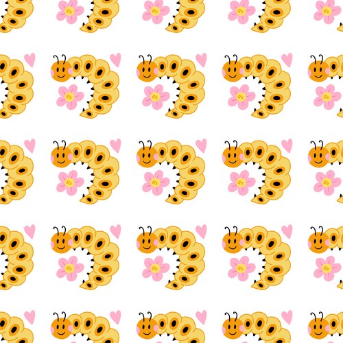 Cute Caterpillar Spring Pattern – Royalty-Free Vector | VectorStock