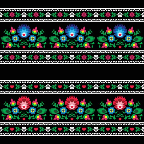 Folk art polish designs with flowers Royalty Free Vector