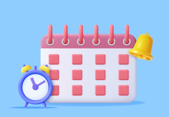 3d calendar notes reminder Royalty Free Vector Image