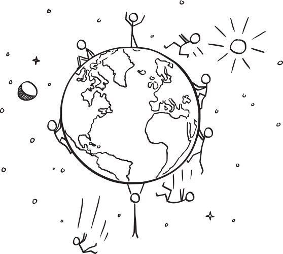 Figure emblem earth planet map icon Royalty Free Vector