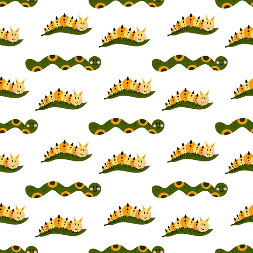 Cute Caterpillar Spring Pattern – Royalty-Free Vector | VectorStock