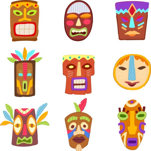 Hawaiian tribal mask cartoon Royalty Free Vector Image