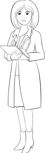 Coloring book cartoon doctor and nurse Royalty Free Vector