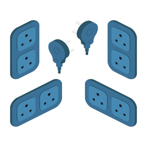 Isometric power outlet plug electric socket Vector Image