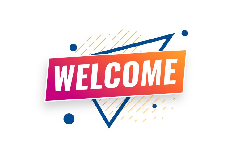 Glowing sparkle welcome lettering banner Vector Image