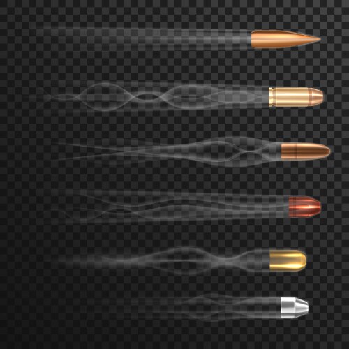 Flying bullet traces realistic pistol projectiles Vector Image
