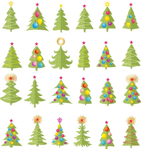 Cartoon abstract christmas trees with gifts Vector Image
