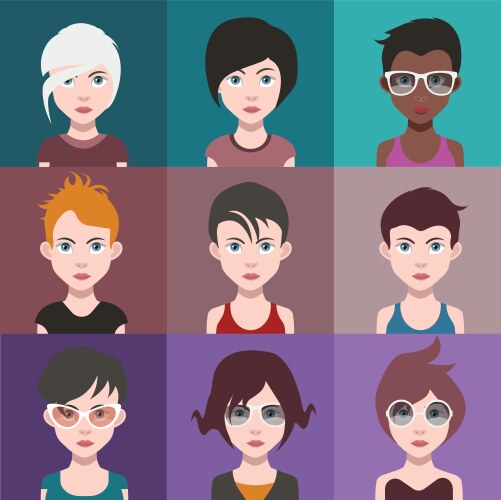 Cute animal head kawaii faces smiling avatars Vector Image