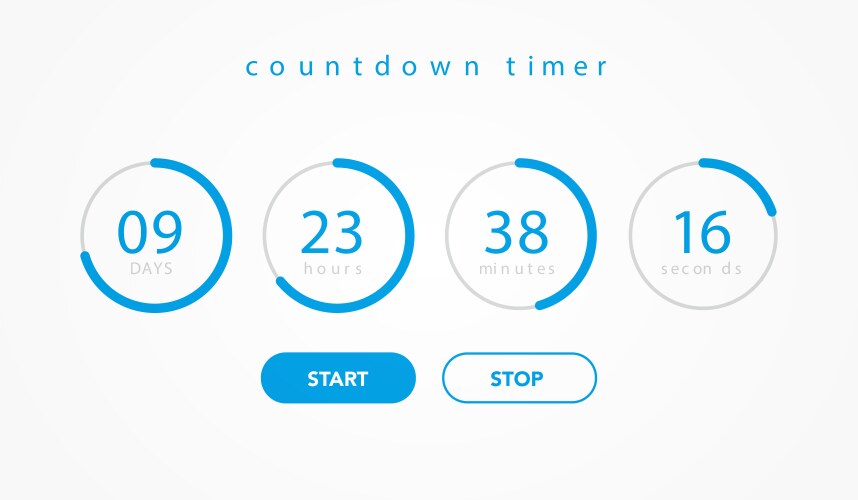 Countdown Clock Counter Timer Ui App Digital Vector Image