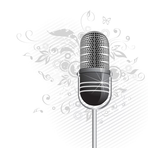 Standing singer microphone drawing Royalty Free Vector Image