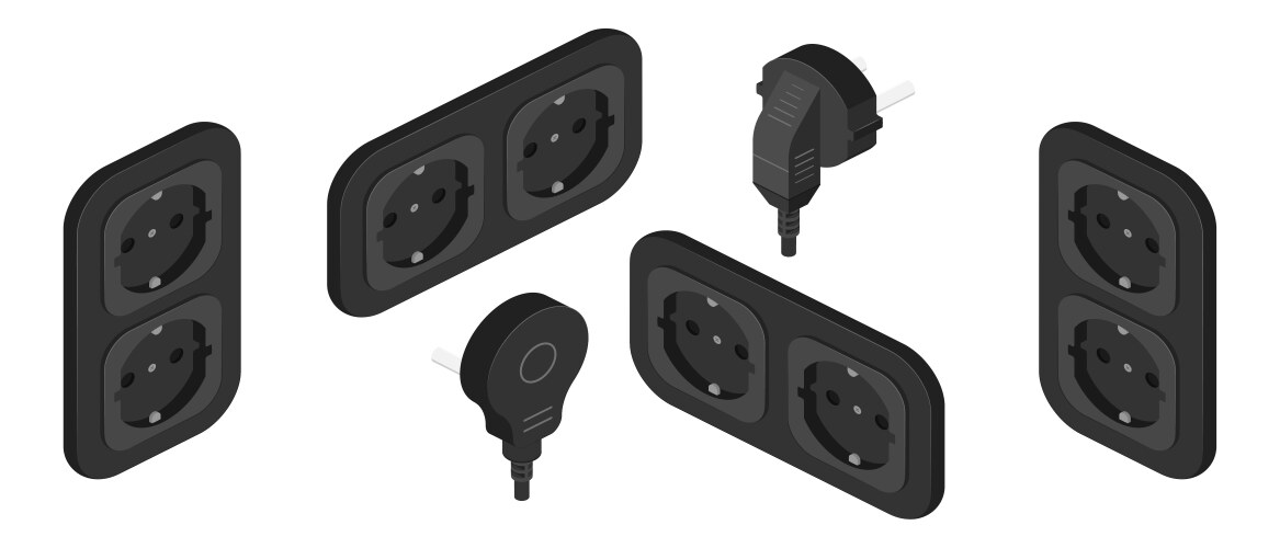 Isometric power outlet plug electric socket Vector Image