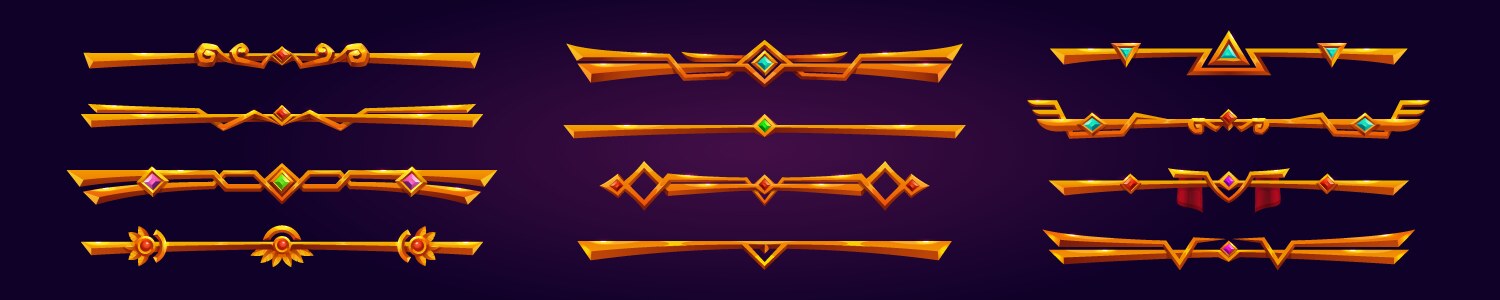 Golden fantasy game border ui button frame design Vector Image