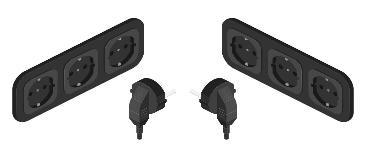 Isometric power outlet plug electric socket Vector Image