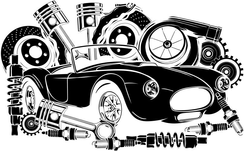 Car service and spare parts store icons Royalty Free Vector
