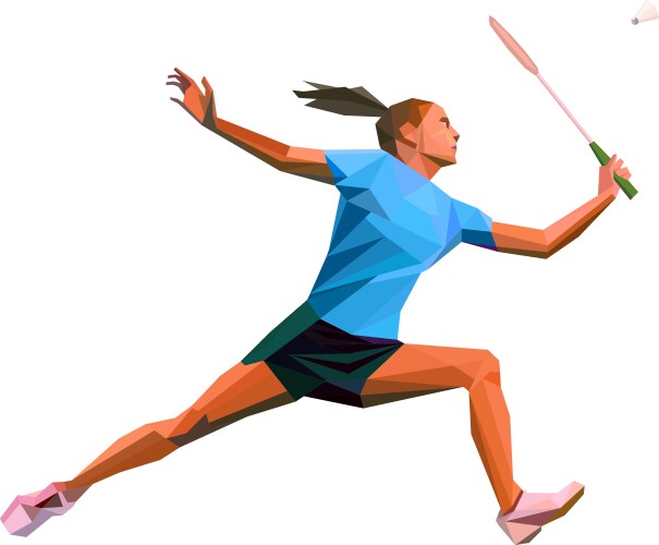 Badminton player polygonal geometric athelete Vector Image