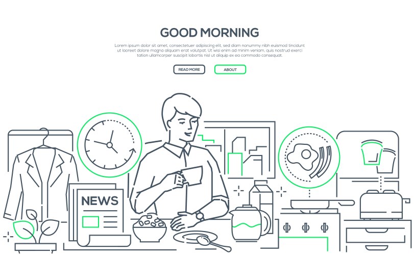 Good morning cartoon glossy letters Royalty Free Vector